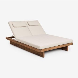 Sklum Sklum - Chaise longue double inclinable en bois dacacia Dailin