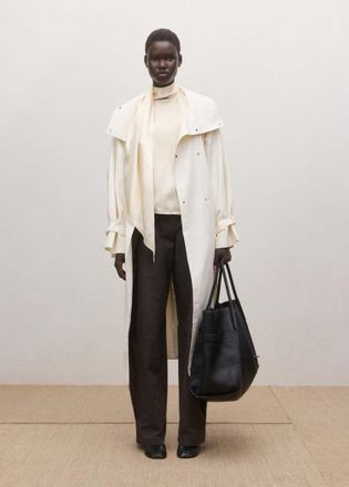 Mango Blouse 100 % soie col avec foulard &eacute;cru - Femme - S - MANGO