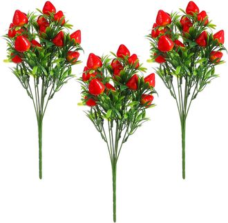 PartyKindom VILLCASE Künstliche Erdbeerzweige Realistische Fake Pflanzen für Dekoration Hochzeit Fotografie und Wohnraumgestaltung Lebensechte Simulation von Gefr