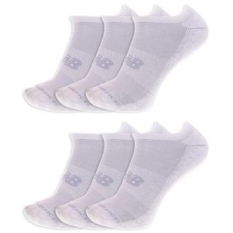 New Balance Performance Cushioned No Show Socks-6 & 12 Moisture Wicking, Blanc (6 Paires), M Mixte