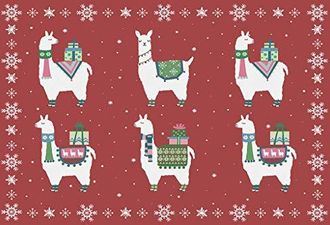 Vilber Flammen-Tischset, Rot-04, 4er-Pack (30,5 x 46,5 x 0,2 cm), PVC, Polyester, rutschfest, waschbar, hitzebeständig, mit Möglichkeit von Tischläufer und p