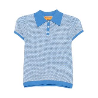 Guest In Residence Kurz&auml;rmeliges Poloshirt mit Kragen - - Tops - Damen - Blau - S