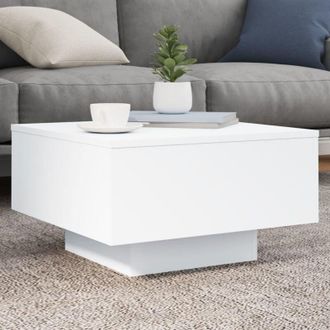 vidaXL Couchtisch mit LED-Leuchten Wei&szlig; 55x55x31 cm Vidaxl