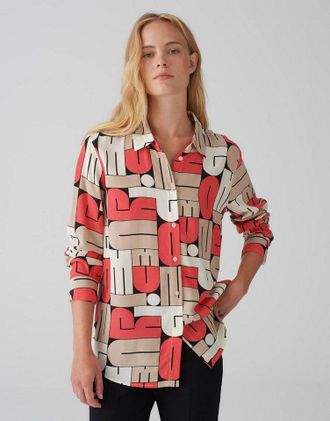 OPUS Langarmbluse Printbluse FUMIRA Regular aus reiner Viskose