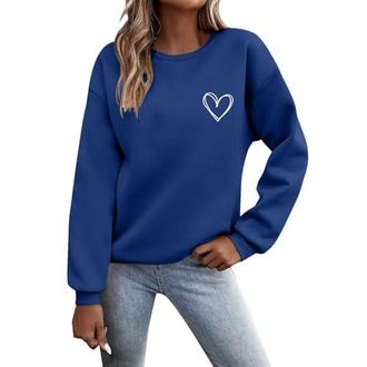 Generic Sweat &agrave; capuche &agrave; col rond imprim&eacute; tendance pour la Saint-Valentin 2026, bleu, M