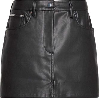 Calvin Klein Jeans Minirock f&uuml;r Damen, Leder (Schwarz)