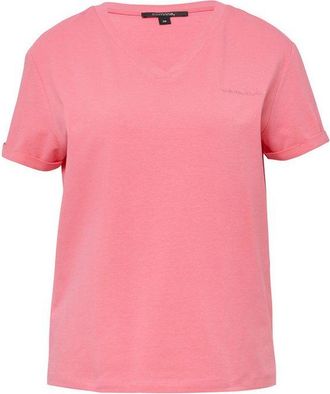 Comma Kurzarmshirt T-Shirt Softes T-Shirt im Relaxed Fit mit Logo-Stickerei