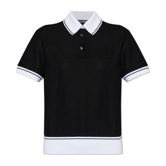 Dolce & Gabbana Femme, Tops, Noir, Taille: 40 FR Polo Logo