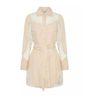 IXIAH Beige Lacebound Mini Kleid - - Dresses - Damen - Beige - 2XS