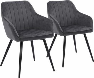 Happy Garden Happy Garden - Lot de 2 chaises en velours bertille grises