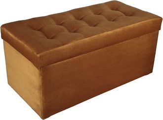 MG Design Polsterhocker 45 x 90 cm Gold mit Stauraum (ca. 100 L), robust und formstabil, bis 300 kg belastbar, komplett montiert und schnell zu reinigen - für W