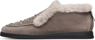 Loriblu Femme, Chaussures, Gris, Taille: 36 EU Mocassin en daim orn&eacute; de cristaux