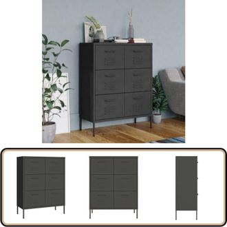 vidaXL Vidaxl - Armoire &agrave; tiroirs Anthracite 80x35x101,5 cm Acier - Meuble De Rangement - Armoire &agrave; Tiroir - Armoire M&eacute;tallique - Rangement Salle De S&eacute;jour