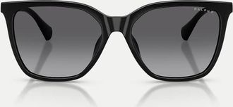 Ralph Lauren eckige, polarisierte Sonnenbrille mit grauen Gl&auml;sern in gl&auml;nzendem Schwarz