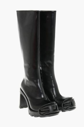 Diesel Stiefel D-HAMMER Aus Geb&uuml;rstetem Leder Mit Tonalem Oval-D-Logo Absatz 10 cm Diesel