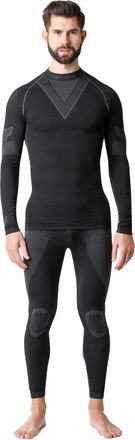 Ladeheid Herren Winter Thermounterwäsche Funktionsunterwäsche Set Langarm Shirt Lange Unterhose Thermoaktiv LAGI003 (Schwarz/Graphite, XXL)