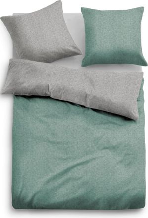 Tom Tailor Flanell Bettwäsche 847652-842 Uni-Melange grün 135x200 cm + 80x80 cm