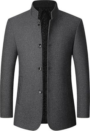 Generic Manteaux de sport en laine m&eacute;lang&eacute;e &agrave; col mandarin pour homme - Col montant - Blazer daffaires - Coupe ajust&eacute;e - Tunique chinoise, M&eacute;lange 1, 3XL