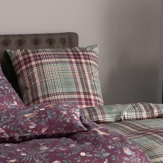 Elegante Soft Flanell Bettwäsche Liverpool 26009-4 Grün kariert, 135x200 cm + 80x80 cm, 100% Baumwolle, flauschig weich, warm, pflegeleicht, Reißverschluss, ho