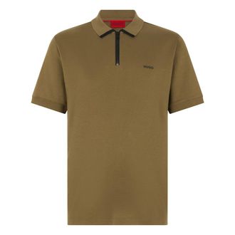 HUGO BOSS Homme, Tops, Vert, Taille: S Polo en coton avec fermeture &eacute;clair