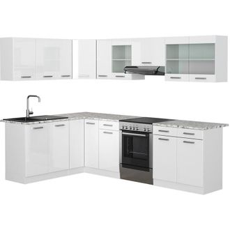 Vicco Eckk&uuml;che Rick, Wei&szlig;/Wei&szlig; Hochglanz, 267 x 167 cm, ap Marmor