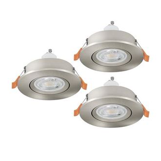 Eglo 3er Set LED Einbaustrahler Barranco, Deckenspots Wohnzimmer, Deckenstrahler schwenkbar aus Kunststoff in Silber, warmwei&szlig;, inkl. GU10 Leuchtmittel