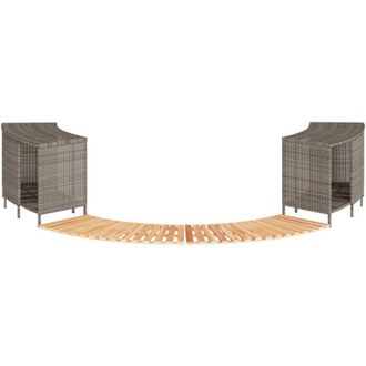 vidaXL Whirlpool-Umrandung Grau Poly Rattan und Massivholz Akazie vidaXL237585