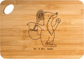 Mr. & Mrs. Panda Bambus - Schneidebrett Tennis Spielen - Geschenk, Hobby, Holzbrettchen, Ballsportart, Fr&uuml;hst&uuml;cksbrett, Schneidbrett