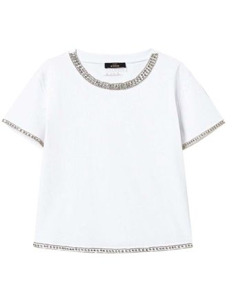 Twin-Set t-shirt bordé de cristaux - Blanc