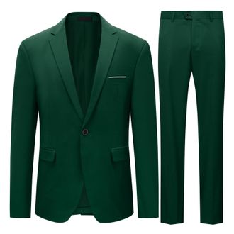 AlltheMen Anzug Herren Anz&uuml;ge Slim Fit 2 Teilig f&uuml;r Business Herrenanzug Sakko Hose Dunkelgr&uuml;n 3XL