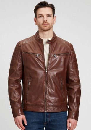 Mauritius Lederjacke GBDerry LAORV mit Stehkragen, Rei&szlig;verschluss, Schulterpasse