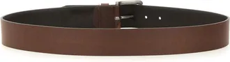 HUGO BOSS Mens Leather Belt With Buckle Brown Cowhide