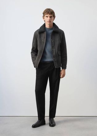 Mango Veste effet daim &agrave; poches vert fonc&eacute; - Homme - XXL - MANGO MAN