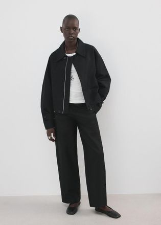 Mango Pantalon en lin taille haute noir - Femme - 32 - MANGO