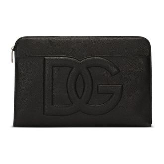 Dolce & Gabbana Schwarze Leder-Schultertasche mit Logo - - Bags - Herren - Schwarzk - ONE SIZE