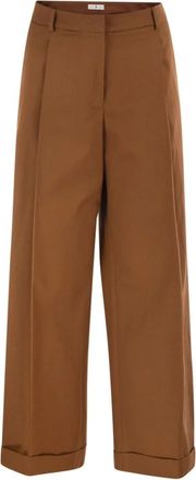 Pantaloni Torino Femme, Pantalons, Brun, Taille: 40 FR Pantalon en Gabardine de Coton Stretch