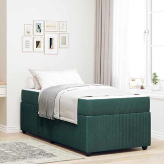 vidaXL Bettgestell mit Matratze Dunkelgr&uuml;n 90 x 200 cm Samt Vidaxl