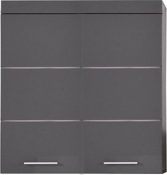ebuy24 Ebuy24 - AmandaMando Armoire murale de rangement pour salle de bain, 2 portes, gris, gris brillant
