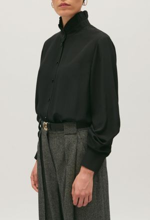 Claudie Pierlot Chemise col victorien soie noire