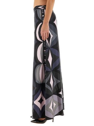 Emilio Pucci Necklace-Print Silk Trousers - Black