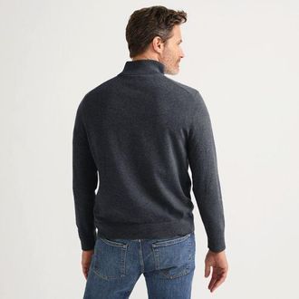 Lands End Troyer-Pullover aus Baumwoll-Feinstrick, Herren, Gr&ouml;&szlig;e:44-46 regular, Grau, Baumwolle, by Lands End