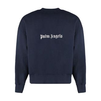 Palm Angels Crewneck Sweatshirt mit Gothic Logo - - Sweatshirts & Hoodies - Herren - Blau - L