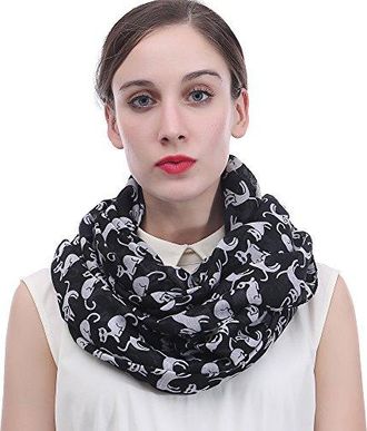 Lina & Lily &eacute;charpe tube imprim&eacute; chat (Noir)