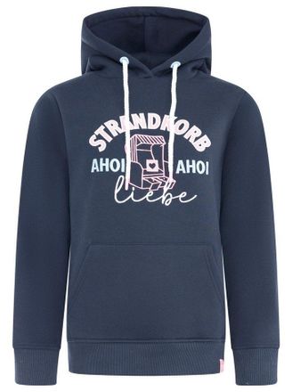 Zwillingsherz Hoodie Strandkorb maritime Stickerei, Rippb&uuml;ndchen, K&auml;ngurutasche, Kapuze