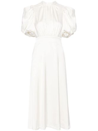 Rotate robe mi-longue à manches bouffantes - Blanc