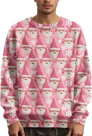 Generic JOASDAO Sweat de Noël pour homme sans capuche - Grande taille - Col rond - Manches longues - Doublure en polaire - Imprimé graphique 3D amusant - Pull