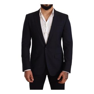 Dolce & Gabbana Navy Blue Wool Slim Fit Martini Blazer - - Suits - Herren - Blau - M