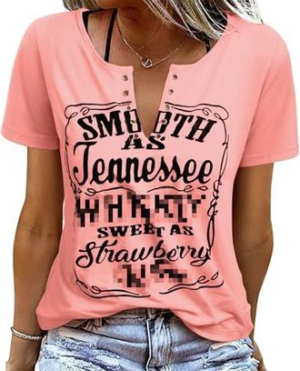 Heekpek TOMEEK Tee Shirt Femme Col en V T-Shirts A Manches Courtes Femme D&eacute;t&eacute; Tshirt &Eacute;l&eacute;gant Et Confortable Haut Imprimer Y18K Top (Rosa,M)