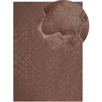 Beliani Beliani - Teppich Braun Kaninchen-Kunstfell 160 x 230 cm Einfarbig Handgefertigt Marokkanisches Muster Shaggy Modern Glamour&ouml;s Wohnzimmer Ausstattung