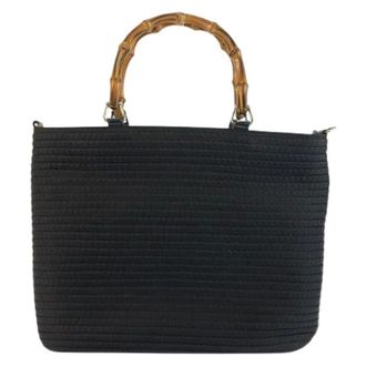 Gucci Sac &agrave; main cabas Pre-owned en nylon et bambou - Femme - Pre-owned - Noir - Taille: ONE Size